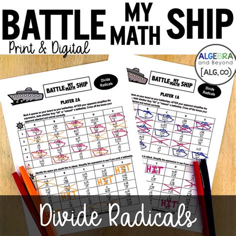 Divide Radicals Activity Battle My Math Ship Print And Digital
