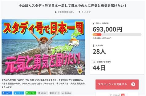 ゆたぼん「僕には来年か再来年にピースボートという船に乗って世界一周するという目標があります」 その前に日本一周したいとクラファン開始