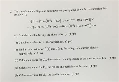 Solved The Time Domain Voltage And Current Waves Propagating