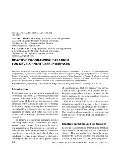 pdf reactive programming paradigm for development user interfaces