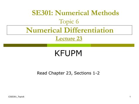 PPT SE Numerical Methods Topic Numerical Differentiation Lecture PowerPoint
