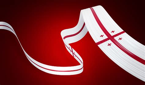 조지아의 3d 국기 3d 흔들리는 리본 깃발 빨간색 배경에 격리 3d 그림 0명에 대한 스톡 사진 및 기타 이미지 0명 3차원 형태 개념 Istock