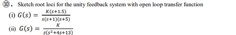 Solved Sketch Root Loci For The Unity Feedback System Chegg