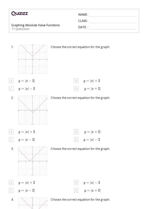 50 Absolute Value Equations Functions And Inequalities Worksheets For