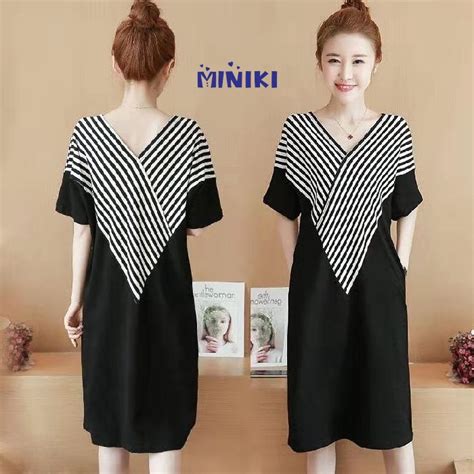 L 4xlชุดคลุมท้องผ้าฝ้ายพลัสไซส์ลายลำลองเกาหลีคอวีแขนสั้นชุดสตรีมีครรภ์ Miniki Bfa0gt9br9