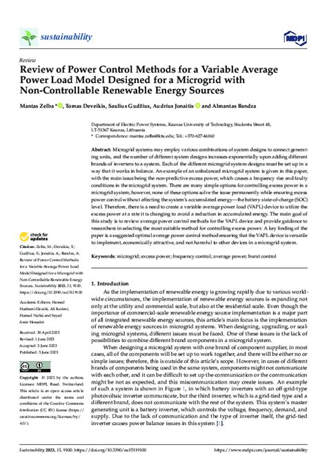Pdf Review Of Power Control Methods For A Variable Average Power Load