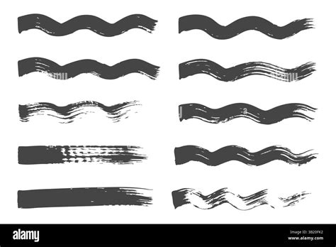Rough Edge Brushes Hand Drawn Lines On Isolated Background Vector Graphics Illustrations Stock