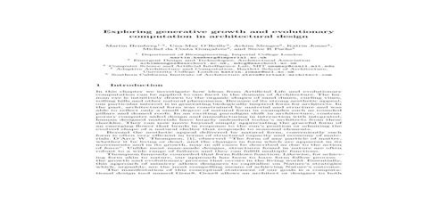 Pdf Exploring Generative Growth And Evolutionary Computation