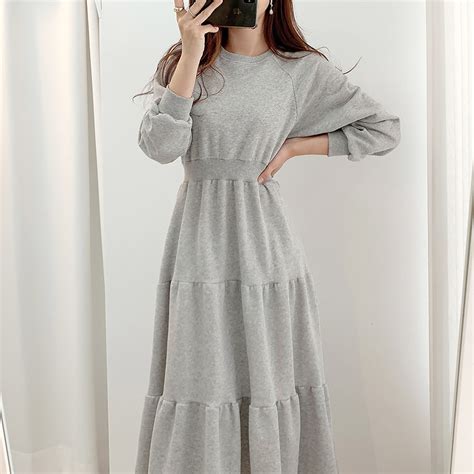 인기짱 기모 맨투맨 겨울 꾸안꾸 캉캉 캐주얼 롱 원피스