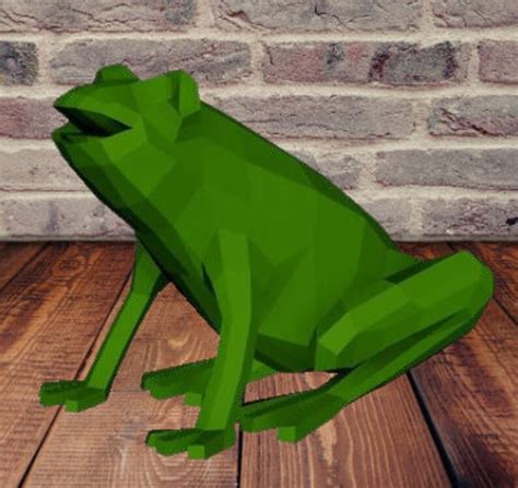 Frog Papercraft Digital Template Origami PDF Download DIY Low Poly Trophy Sculpture Model