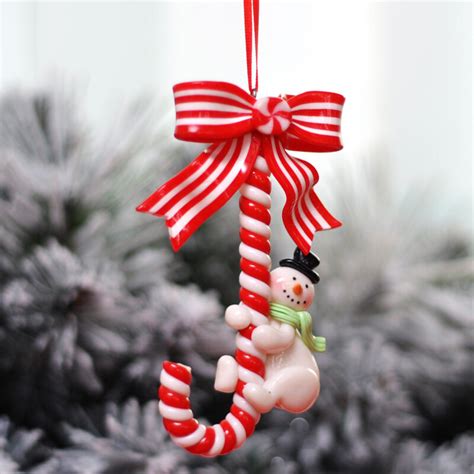 ของตกแต่ง ต้นคริสต์มาส ไม้เท้า คริสมาสต์ Christmas Decorate ซานต้า สโนว์แมน แขวนตกแต่ง ขนาด 12x7