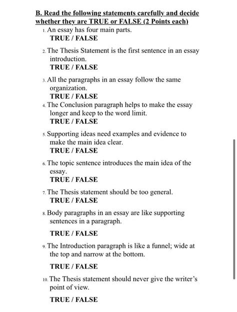 Solved B Read The Following Statements Carefully And Decide