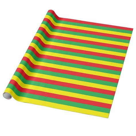 Red Green And Yellow Stripes Wrapping Paper Size 30 X 6 Gender