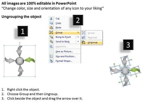 4 Arrows To Single Process Circle Relative Circular Flow PowerPoint Templates