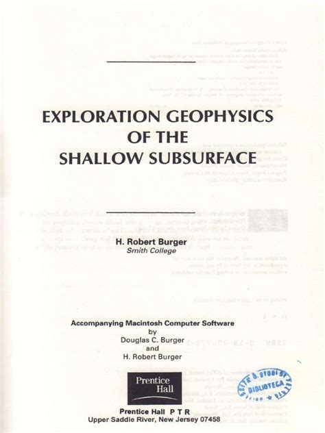 Exploration Geophysics Of The Shallow Subsurface Pdf