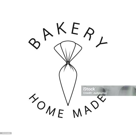 베이커리 로고 파이핑 크림 케이크 로고 디자인 실리콘 파이핑 크림 케이크 낙서 기호 가방에 대한 스톡 벡터 아트 및 기타 이미지