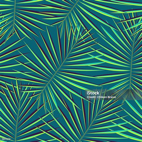 열 대 야 자 나뭇잎 패턴 완벽 한 배경 이국적인 패션 유행 꽃 단풍 패턴입니다 완벽 한 아름 다운 식물학 팜 트리 여름 장식 디자인입니다 벡터 패턴 수영복 포장 인쇄입니다