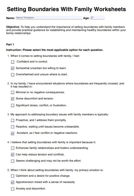 Free Boundaries Self Assessment Worksheet Download Free Boundaries