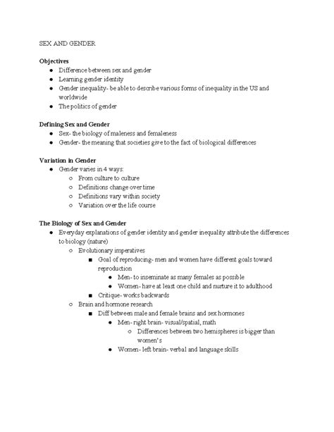 Sex And Gender 1101 Sex And Gender Objectives Difference Between Sex