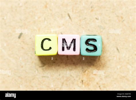 Color Alphabet Letter Block In Word Cms Abbreviation Of Content Management System On Wood