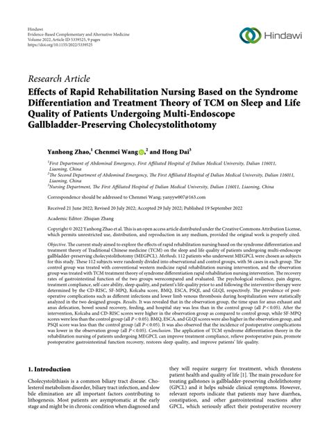 Pdf Effects Of Rapid Rehabilitation Nursing Based On The Syndrome Differentiation And