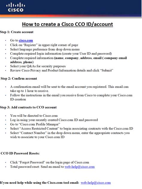 how to create a cisco cco id cisco community