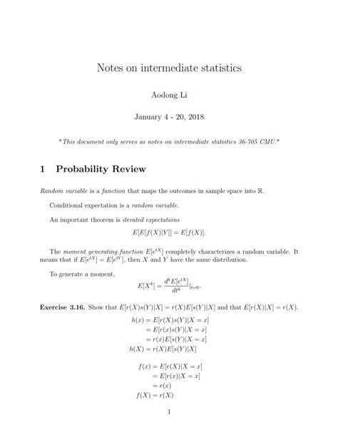 Pdf Notes On Intermediate Statistics Github Pages Dokumentips