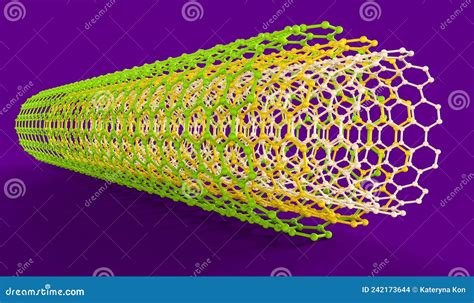 Carbon Nanotube 3d Illustration Stock Illustration Illustration Of Futuristic Graphene