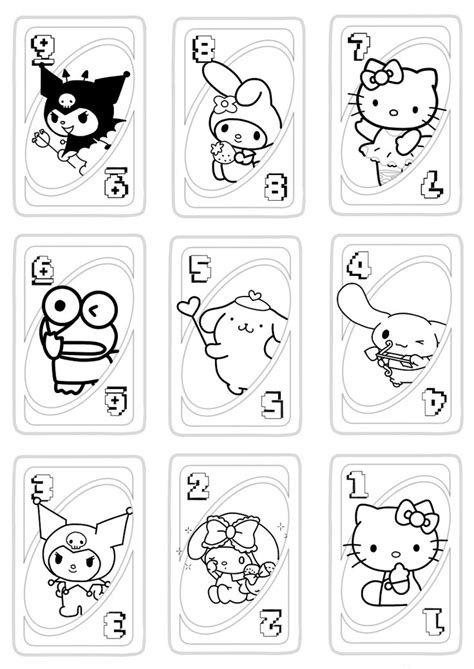 Sanrio Uno Card 2 Приглашения Hello Kitty Раскраски Дизайн карты