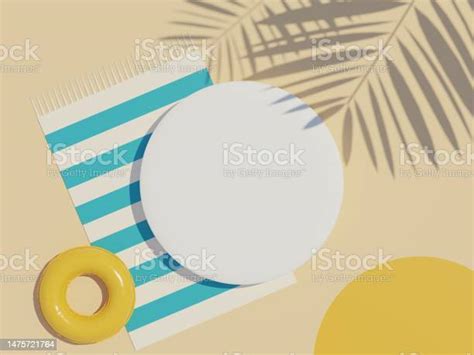 3d는 여름 배경이 있는 야자수 잎의 그림자가 있는 제품을 모형화하고 전시하기 위한 흰색 빈 실린더 프레임의 평면도를 렌더링합니다 0명에 대한 스톡 사진 및 기타 이미지