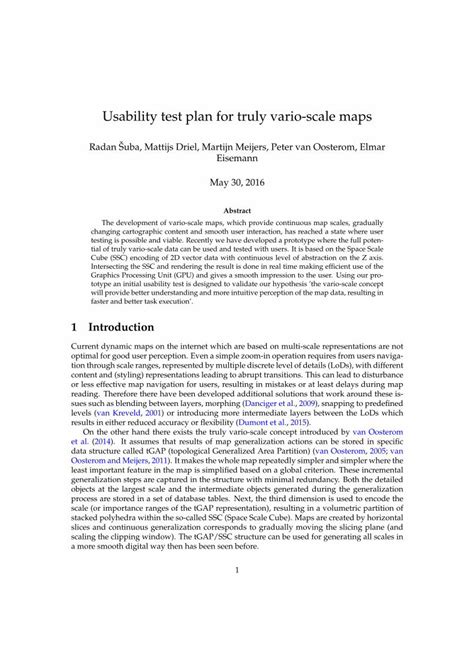 Pdf Usability Test Plan For Truly Vario Scale Maps · Intersecting The