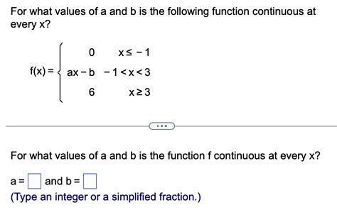 Solved For What Values Of A And B Is The Following Function