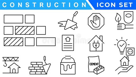 Construction Simple Line Isolated Icon Collection Editable Stroke