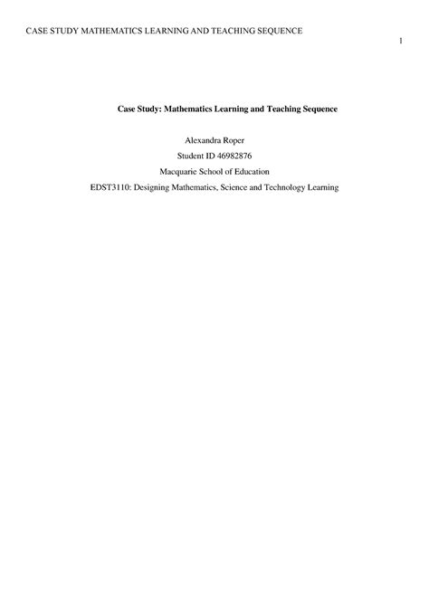 Final Compiled Assignment 1 Case Study Mathematics Learning And