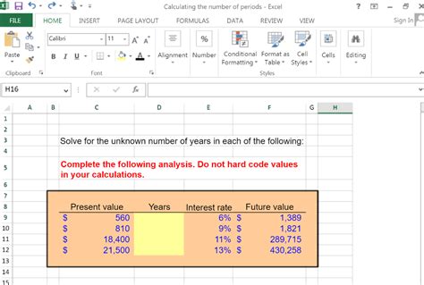 Solved Calculating The Number Of Periods Excel 5 File