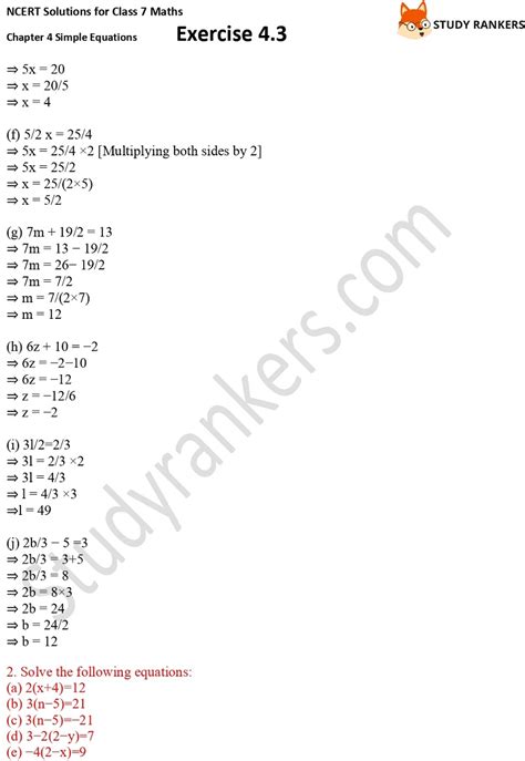 Ncert Solutions For Class 7 Maths Ch 4 Simple Equations Exercise 4 3