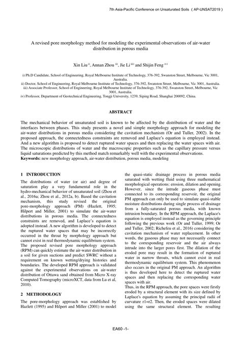 Pdf A Revised Pore Morphology Method For Modeling The Experimental