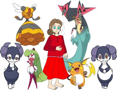 Pregnant Lady Helen With Some Of Her Pokemon By Chipmunkraccoonoz On