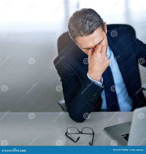 Stress Laptop And Businessman In Office At Desk With Mistake For Online Error Glitch And