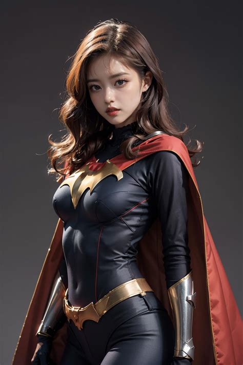 검은색과 빨간색 의상을 입은 여성이 사진을 위해 포즈를 취하고 있다 Seaart Ai