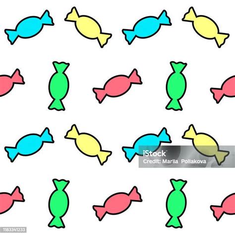 여러 가지 빛깔의 과자 벡터 원활한 패턴입니다 사탕 실루엣 이음새가 있는 감촉 0명에 대한 스톡 벡터 아트 및 기타 이미지 0명 10월 다중 색상 Istock