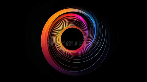 Abstract Colorful Spiral Swirling Inwards Creating A Vortex Effect On A Black Background