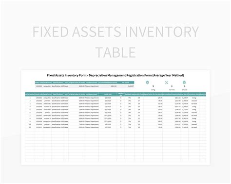 Fixed Assets Inventory Table Excel Template And Google Sheets File For Free Download Slidesdocs