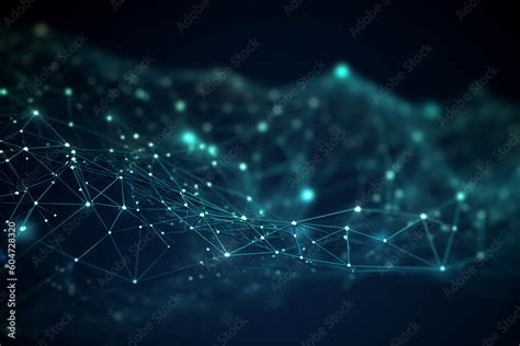 abstract blue digital technology background of dots and lines concept for neural network