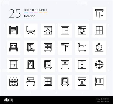 Interior 25 Line Icon Pack Including Interior Frame Rest Window
