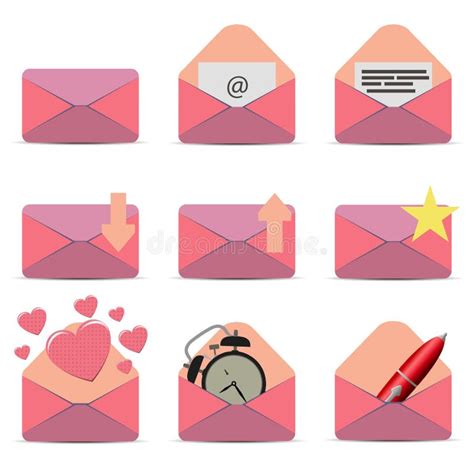 Vector Pink Flat Envelope Icons Stock Vector Illustration Of Mail Label 84979018