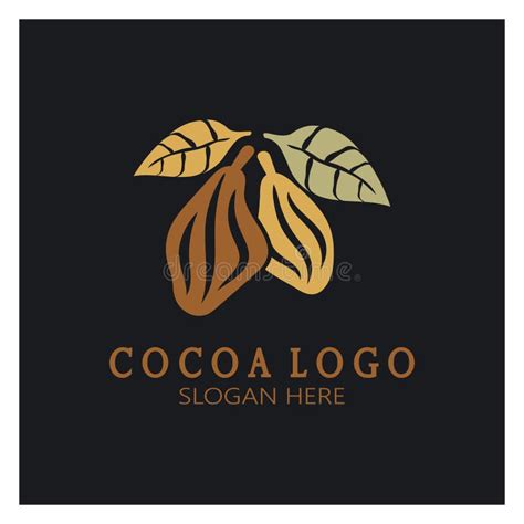 Cocoa Logococoa Beancocoa Treecocoa Branches And Leaveschocolate Mix On White Background