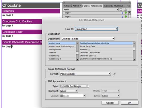 creating cross references in an indesign document