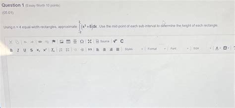 solved using n 4 equal width reclangles approximate