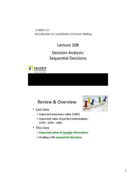 Lecture 10b Decision Analysis Sequen1al Decisions Review And Overview